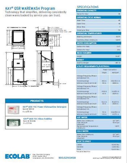 ECOLAB® Literature Ordering Portal. EHT-V Warewash Dish machine